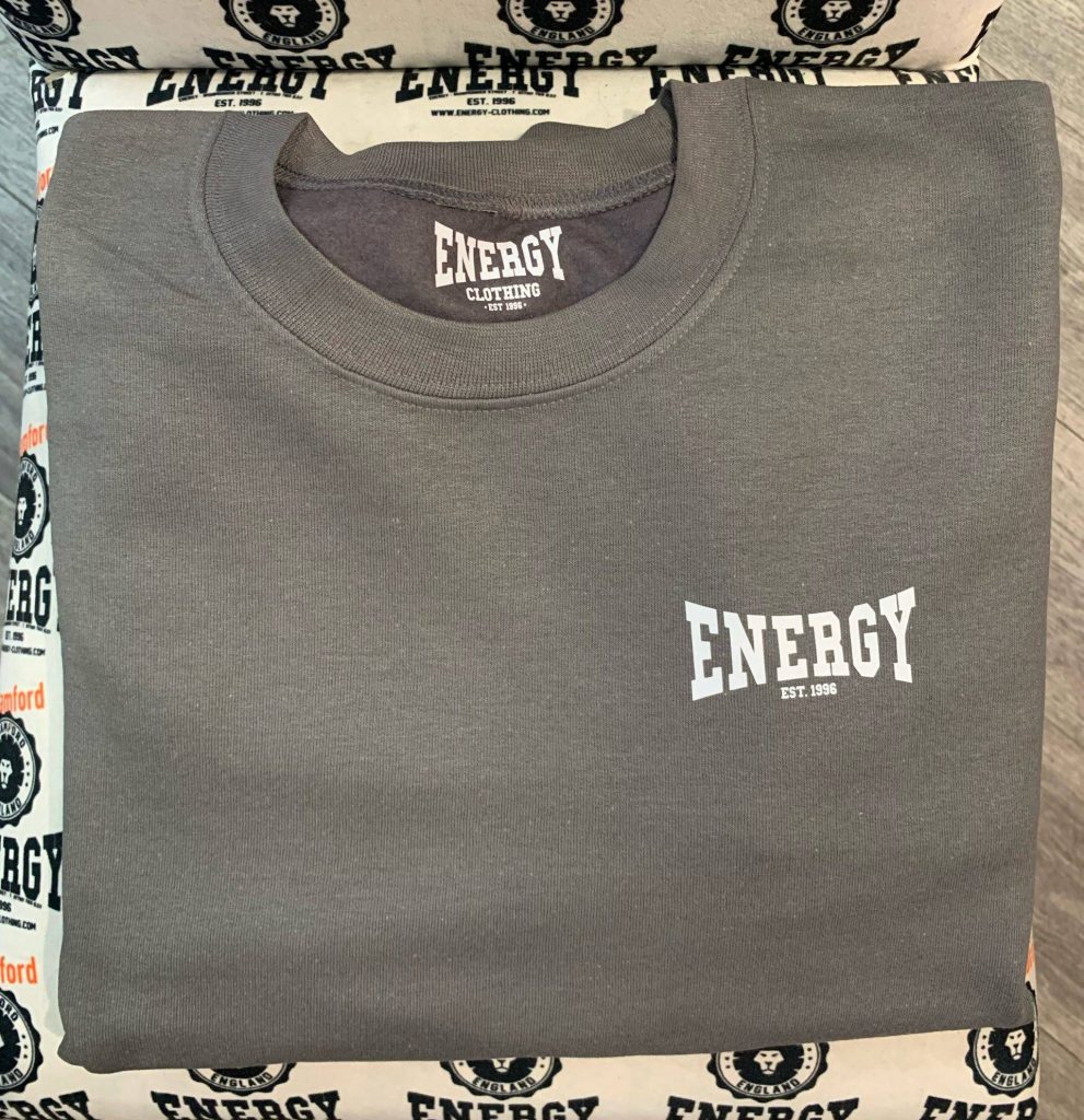 ENERGY - Mid Grey/White Small Energy Logo Sweat – Energy Clothing Stamford