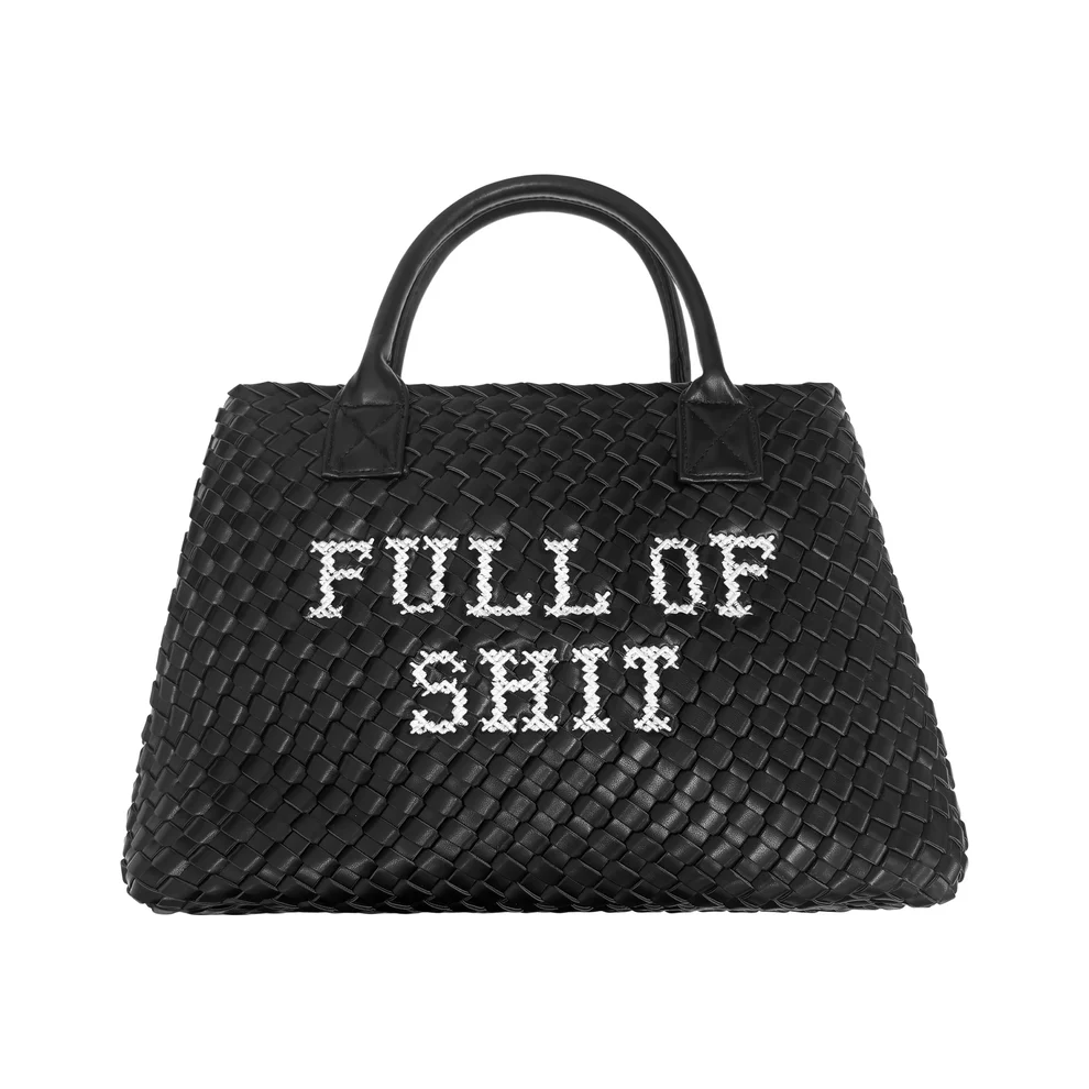 LILLY LOVES - Black And White Vegan FULL OF SHIT Woven Handbag – Energy ...